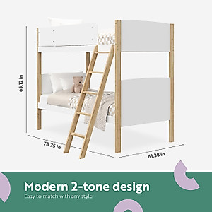Storkcraft Next Delray Twin-Over-Twin Convertible Bunk Bed (White with Natural) – Modern, Stylish, 2-Tone Bunk Bed for Kids Bedroom