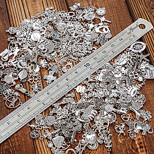 YUEAON 300pcs bulk lots charms for jewelry making supplies kit craft accessories bracelet necklace pendant earring keychain tibetan silver wholesale