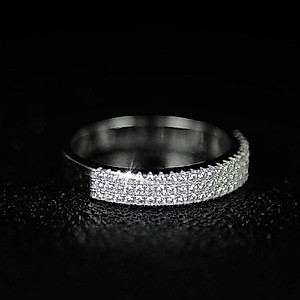 CHWLNJN Fashion 925 Sterling Silver Shiny Half Circle Full Diamond Ring Multi-Row Combination Zircon Ring CZ Diamond Eternal Engagement Ring Women's Wedding Ring (8)