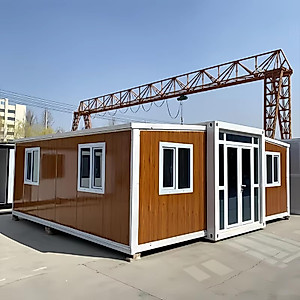 20 Feet Folding Wood Grain Fold Out Container House Perfect for Construction Sites, Emergency Shelters, and Recreational Living