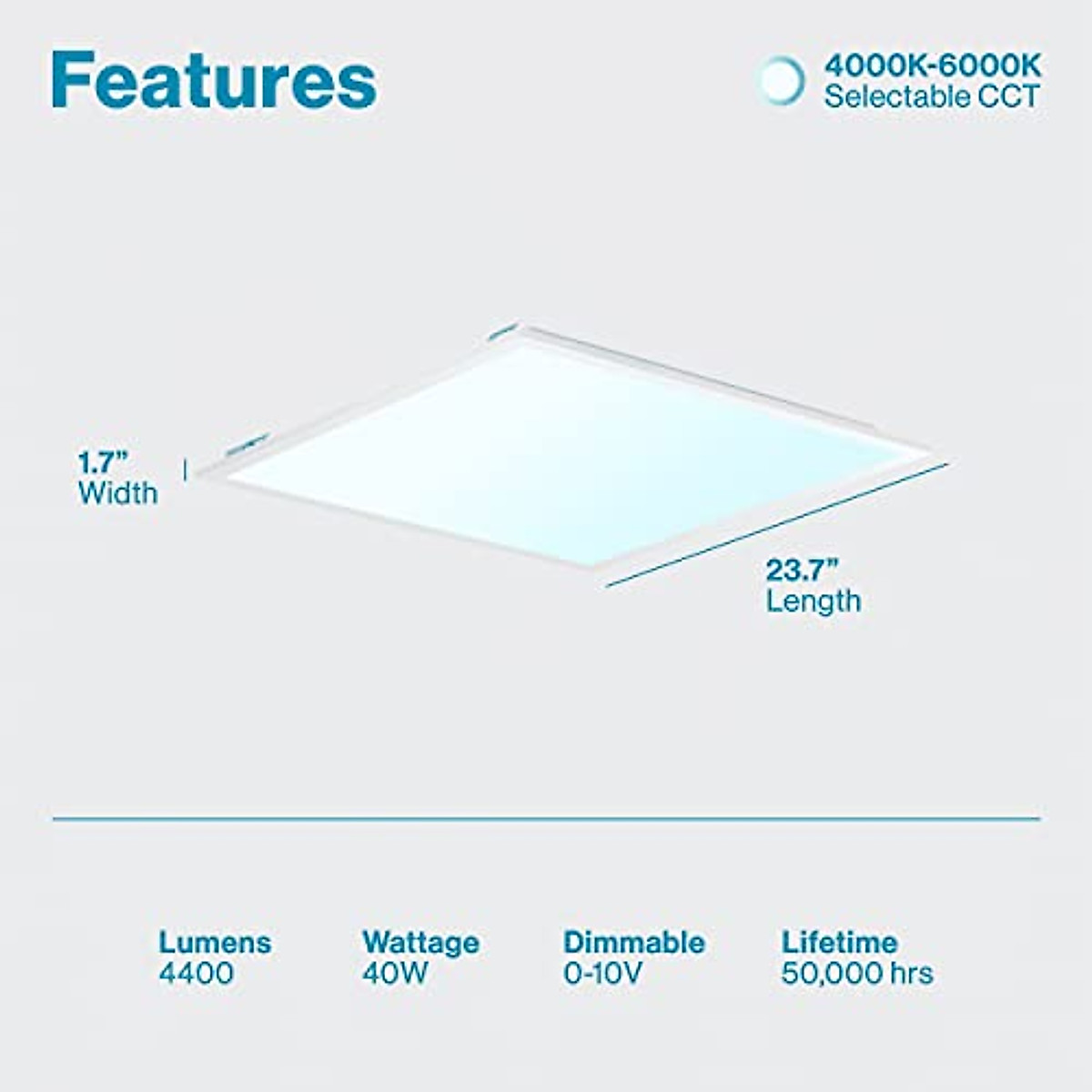 Sunco Lighting 24 Pack 2x2 LED Flat Panel Light, Selectable Color Temperature 4000K/5000K/6000K, 40W Dimmable 0-10V, 4400 LM, Dustproof Back-Lit Drop Ceiling Troffer Replacement Light Fixture ETL