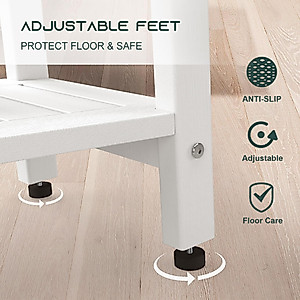 BEKVEM Shower Bench for Inside Shower - White HDPE Shower Stool Waterproof - Spa Bathroom Seat Chair with Handle, Storage Shelf, Adjustable Feet - Indoor/Outdoor, Weather Resistant