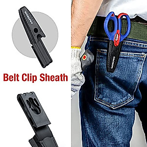 WORKPRO Stainless Electricians Scissors, 6.4" Professional Electrician Shears with Wire Stripper for Soft Cable