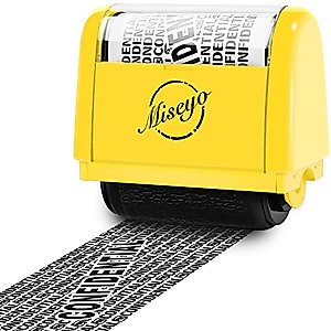 Miseyo Wide Roller Stamp Identity Theft Stamp 1.5 Inch Perfect for Privacy Protection - Yellow