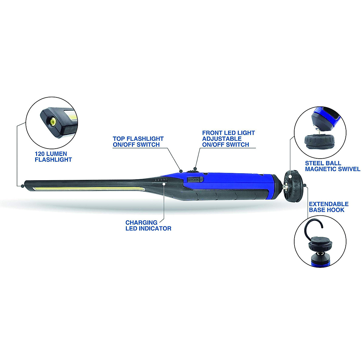 Astro Pneumatic Tool 65SL 650 Lumen Rechargeable LED Slim Light W/Top Flashlight