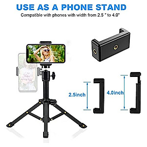 JCWINY Mini Projector Stand Tripod, Portable and Adjustable Desktop Projector Tripod Mount Lightweight Table Tripod Stand for Mini Projector Cameras iPhone Webcam Mount, 360°Ball Head Rotation