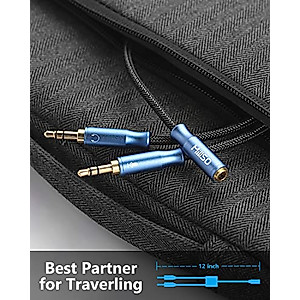 MillSO Headphone Splitter for Computer 3.5mm Female to 2 Dual 3.5mm Male Headset Splitter Cable Gold-Plated & Braided Gaming Headset to PC Adapter with Separate Audio & Mic Plug [Young Series]