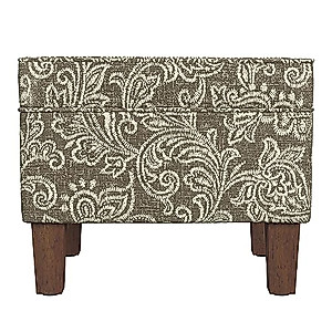 HomePop Home Decor |K7646-A880| Upholstered Modern Rectangular Storage Ottoman | Hinged Lid Ottoman with Storage for Living Room & Bedroom, Brown Jacobean Print