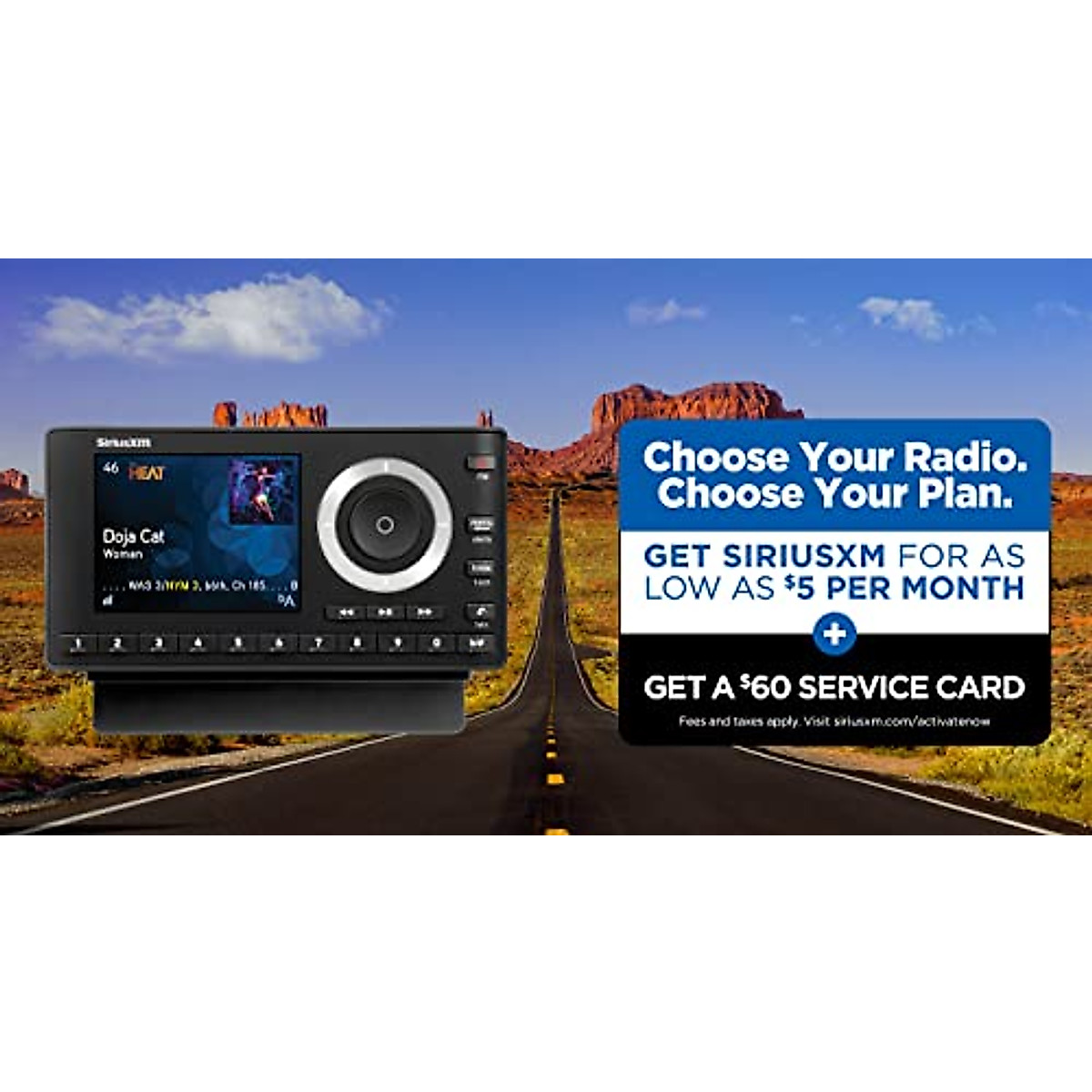 SiriusXM Onyx Plus Satellite Radio w/ Vehicle Kit, Enjoy SiriusXM Through your Existing Car Stereo for as Low as $5/month + $60 Service Card with Activation