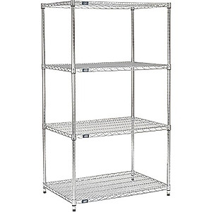 Nexel 14" x 42" x 63", 4 Tier Adjustable Wire Shelving Unit, NSF Listed Commercial Storage Rack, Chrome Finish, leveling feet