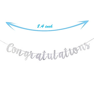 Starsgarden Silver Glitter Congratuation Banner - High School/College Graduate Congratulations Hanging Decorating-Congrats Grad Graduation Party Decorations Supplies(Silver)