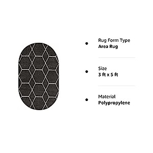 Unique Loom Trellis Frieze Collection Area Rug - Geometric (3' x 5' Oval, Dark Gray/ Ivory)