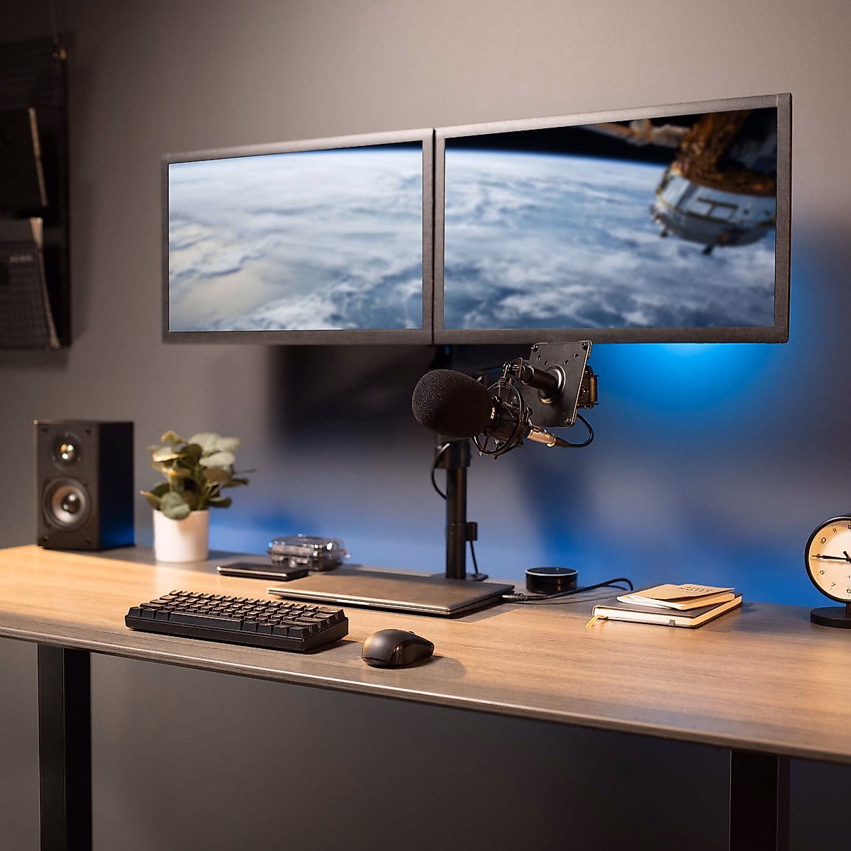 VIVO Universal Steel Microphone VESA Adapter Kit, Tabletop Mic Mounting Bracket with VESA 75x75mm and 100x100mm, Black, MOUNT-V00MIC