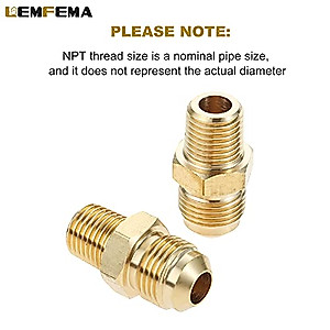 Lemfema 2 Pcs 3/8" Male Flare x 1/4" Male NPT Thread Coupling Fittings Propane Adapter for BBQ, Coupler Pipe Flare Connector Gas Adapter