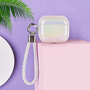 AIRSPO AirPods 3 Case Cover Clear Lasher Hard PC Protective Case Colorful AirPod 3 Cover Skin Compatible with Apple AirPods 3rd Generation with Keychain (Glittery White)