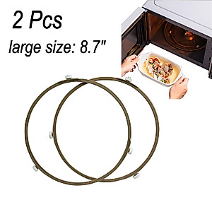Proshopping 2 PCS Microwave Turntable Ring, 8.7 Inch Rotating Ring Roller, Large Glass Plate Tray Support Holder, Replacement Inner ring - for 12" Microwave Oven Glass Turntable Plate (Brown)