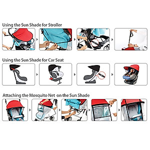 Manito Magic Shade (Sun Shade + Mosquito Net 2-in-1) for Strollers - Black/Black