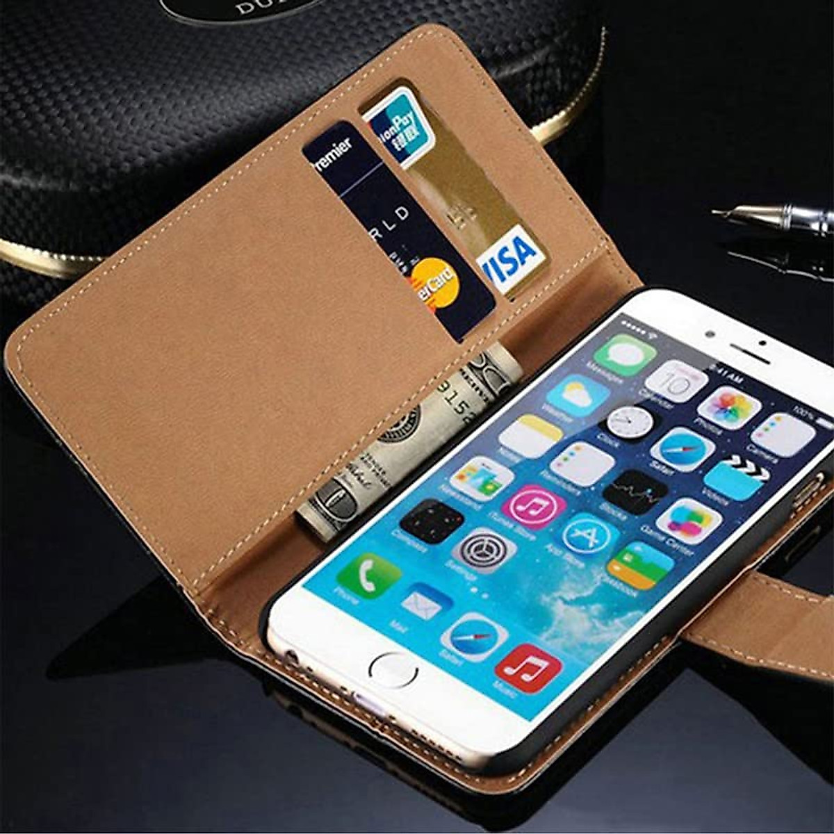 HGJTF Wallet Case for Motorola ThinkPhone with Screen Protector, 360° Anti-Drop Protection [Bracket and Credit Card Holder] Flip Leather Phone Case for Motorola ThinkPhone (6.6") - RosRed