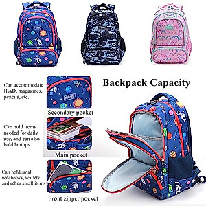 Armbq Kids Backpack for Boys Girls, Teens Casual Bookbag for Kindergarten Elementary Lightweight Travel School Bags, Pink Rainbow