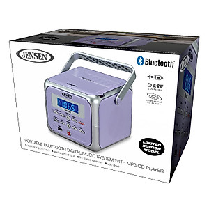 Jensen CD-660 Portable Stereo CD Player Boombox with Bluetooth | FM Radio | USB | Aux-in Headphone Jack | CD-R/RW MP3 Playback | (Lavender Purple)