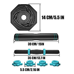 Weights Dumbbells Set,20LB Adjustable ARUNDO Exercise Equipment for Home Gym Workouts,Free Weights Muscle Building Barbell Set for Men/Women