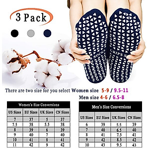Tphon Non Slip Anti Skid Socks with Grips for Yoga Pilates Barre Fitness, Hospital Home Sticky Slipper Socks for Women Men (3 Pairs)