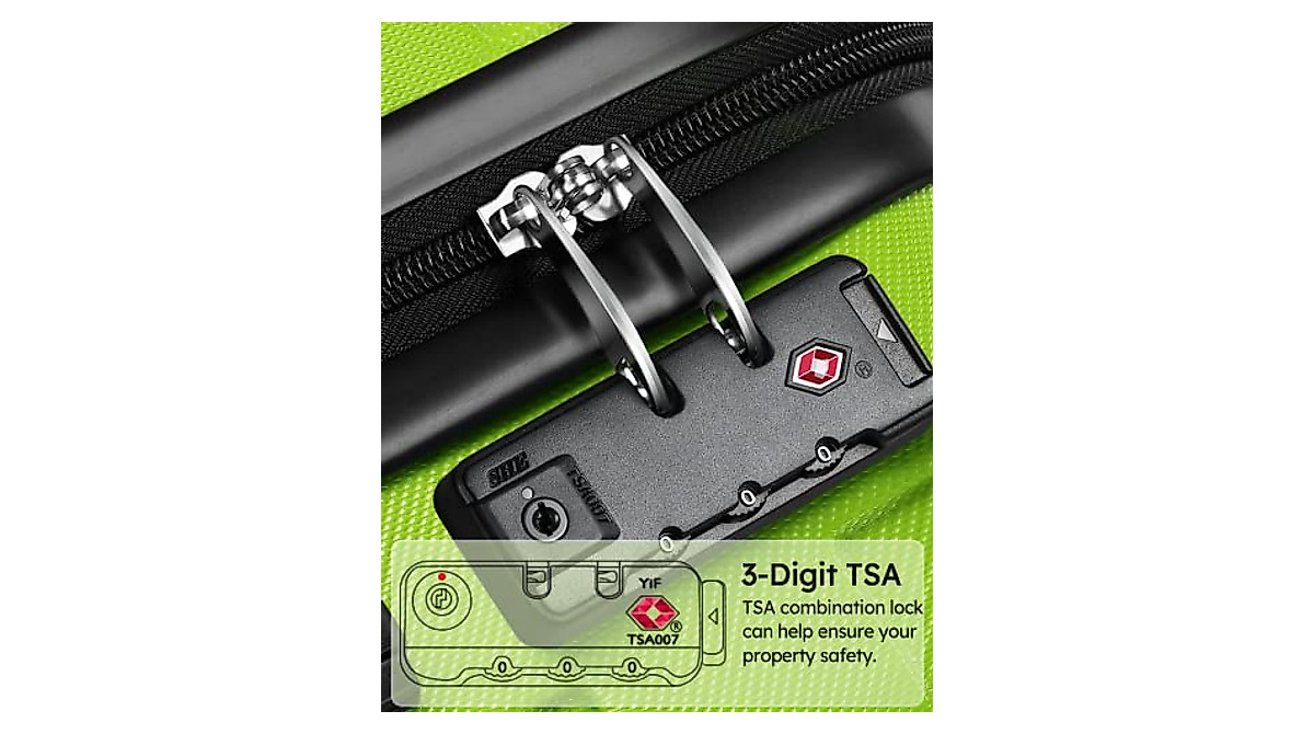 Light Green Hard Shell Luggage Set - 3 Piece with Spinner Wheels