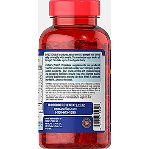 Puritans Pride Double Strength Omega-3 Fish Oil 1200 Mg, 180 Count