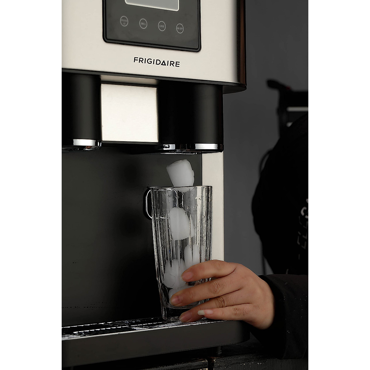 Frigidaire EFIC245-SS 3-in-1 Countertop Crunchy Chewable Nugget Style Dual Ice Crusher and Cube Maker, with Water Dispenser (Renewed)