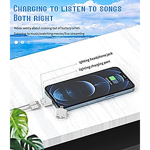 Iphone Dual Lightning Headphone Adapter(2pack)Audio Charge Dongle Jack Splitter 2in1 Charger AUX Music Earbud Adaptador Para Apple MFI Certified Compatible for 7 8Plus X 13 12 11 Pro Max Mini Xs Se Xr