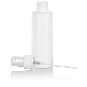 JUVITUS 4 oz / 120 ml White Plastic HDPE Refillable Cylinder Squeeze Bottle with White Fine Mist Spray (12 Pack)