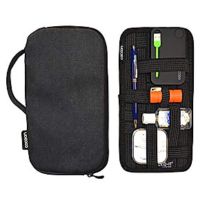 Cocoon CSG270BK Waxed Canvas Gadget Case Includes Grid-IT!® Accessory Organizer (Black) Medium