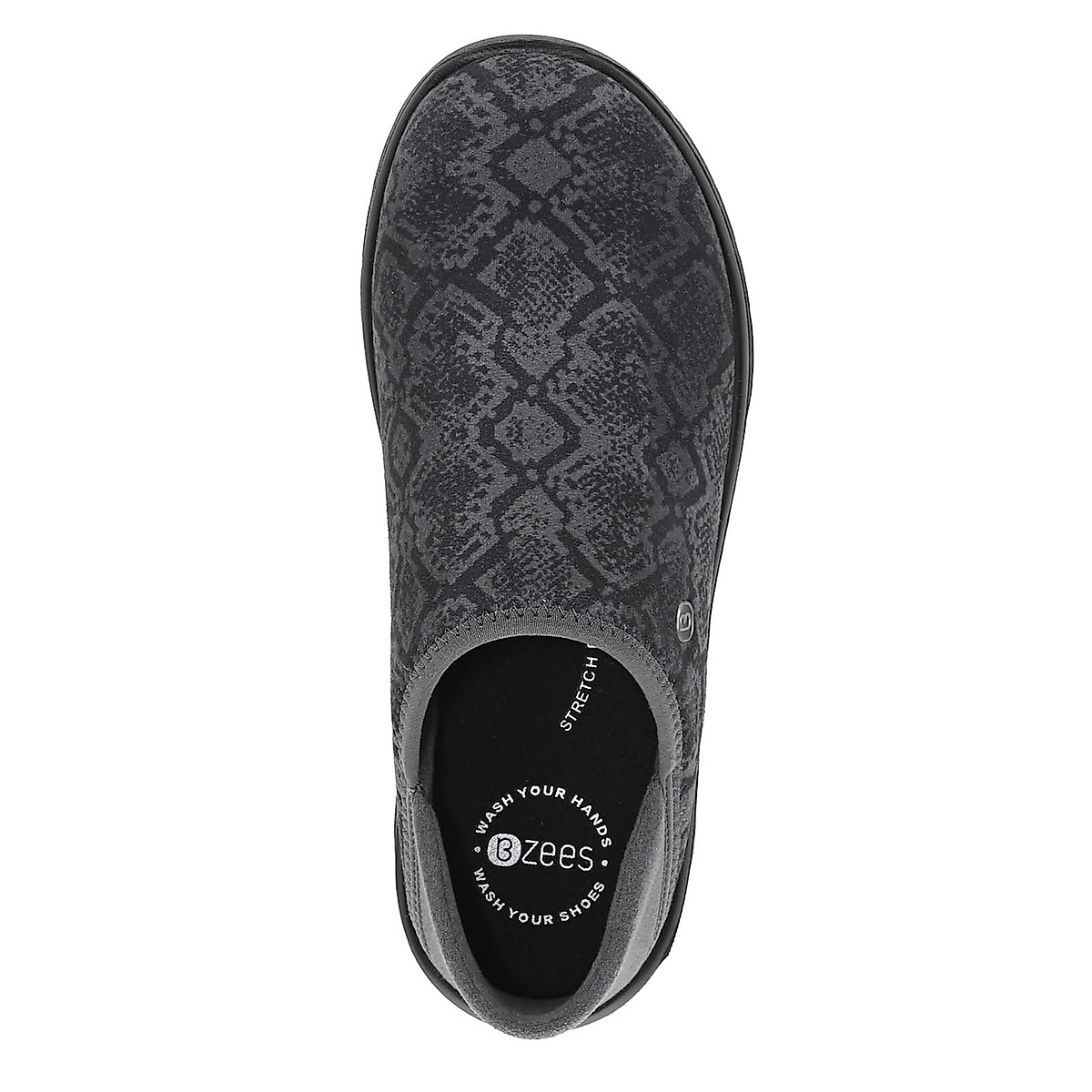 BZees Womens Getaway Slip-On Sneaker Grey Snake Print 7.5 M