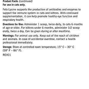 FELO LYSINE - L-Lysine Powder for Cats 300 mg (Thomas Pet Earlier), 12 oz