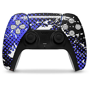 WraptorSkinz Skin Wrap compatible with Sony PS5 DualSense Controller Halftone Splatter White Blue (CONTROLLER NOT INCLUDED)