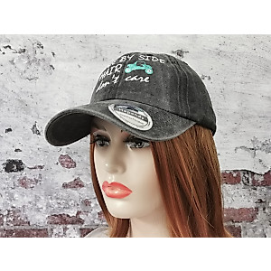 Hepandy Embroidered Side by Side Hair Don't Care Trucker Hat, Embroidery Mesh Baseball Cap for Kids Women Men, Adjustable Dad Hat
