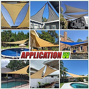 ColourTree 32' x 32' x 32' Beige Triangle CTAPT32 Sun Shade Sail Canopy Mesh Fabric UV Block & Commercial Heavy Duty 190 GSM & 3 Years Warranty (We Make Custom Size)