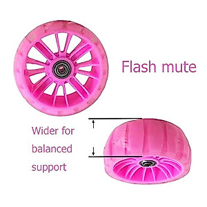 HUWAY training wheels flash mute wheel bicycle stabiliser mounted Kit compatible for bikes of 12 14 16 18 20 Inch， 1 Pair (pink2)