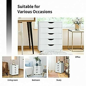 MAXCBD Nightstand Bedside Table Drawer Cabinet 5 Drawer Dresser Storage Cabinet Chest W/Wheels for Home Office White Easy Maintenance and Lasting Durability Storage Tower Dresser