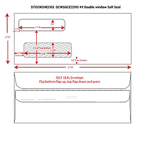 500ct, 9 Double Window Security - Tint Self Seal Envelopes: Fits Quicken, Quickbooks, Microsoft Money Checks, Quick Books, Intuit