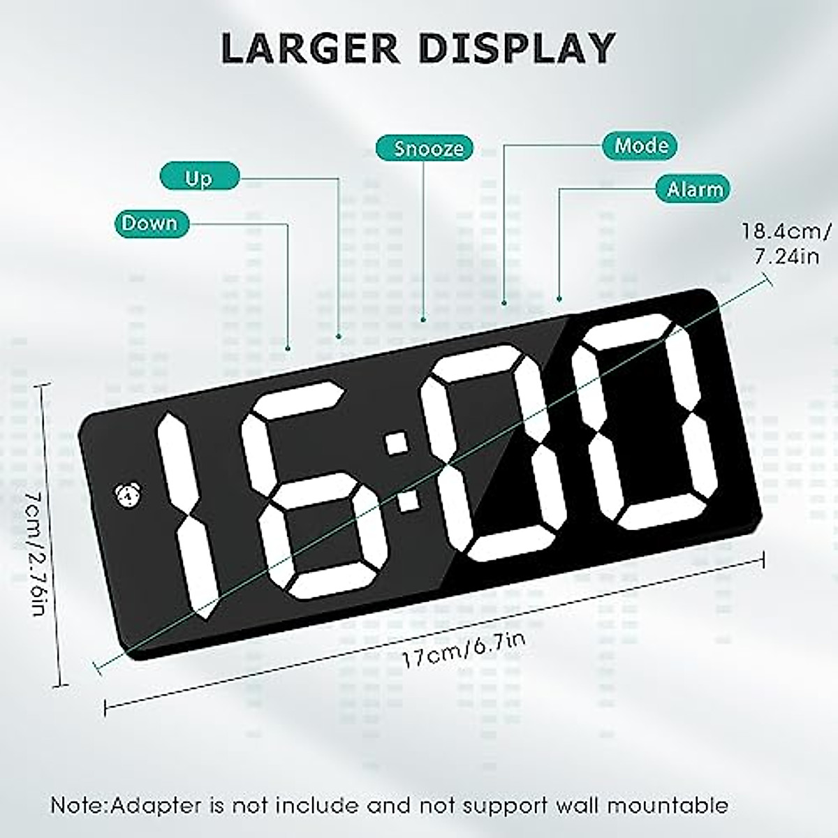 RuiLa Digital Alarm Clock - LED Clock Large Display for Bedroom, Desk, and Office - Temperature Display, Adjustable Brightness, Voice Control, 12/24H Display - USB and Battery Operated (Black)