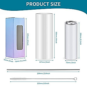 MAFYE Sublimation Tumblers, 6pack 20 oz Skinny Straight Tumbler with Straw Lids, Sublimation Shrink Wrap & Tumbler Cards Sublimation Blanks Product Stainless Steel Tumbler for Mug Press, Present Box