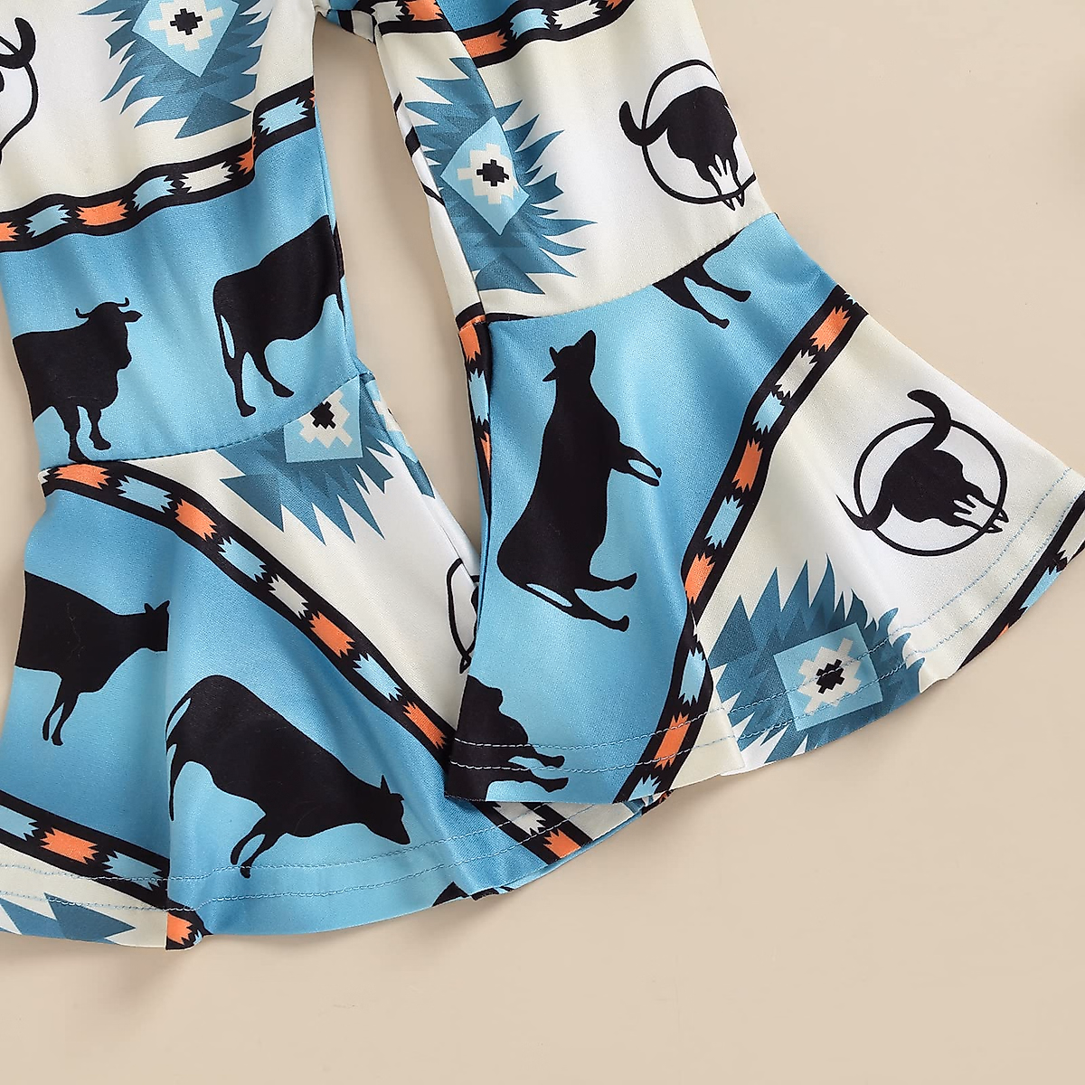 Bmnmsl Baby Toddler Girl Clothes Summer 2T 3T 4T 5T Outfits Short Sleeve Top & Flared Pants Sets Kids Cattle Tiger Pattern (Cows-Pink, 2-3T)