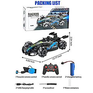 VanSmaGo Remote Control Car, 1:12 Scale 4WD F1 Race Car, 2.4GHz RC Stunt Drift Cars Toy with Gesture Sensing,360° Rotation, Lights, Music & Steam Spray, for Kids Age 6-12 Year Old