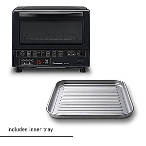Panasonic NB-G110P-K Toaster Oven FlashXpress with Double Infrared Heating and Removable 9-Inch Inner Baking Tray, 1300W, 4-Slice, Black