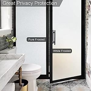 48 X 157.5inch Frosted Glass Window Film, Shackcom Bathroom Window Privacy Film - Non Adhesive Static Cling - Sun UV Blocking Heat Control Door Window Covering Decals for Home