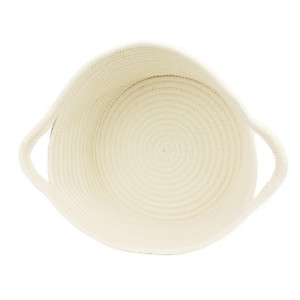 Orino Natural Two Small Cotton Rope Storage Basket with Handles Soft Durable Laundry Toy Pet Storage Nursery Home Decorations Bin (11.81x10.23x6.23 inch, Medium, Off White)