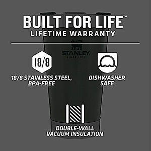 Stanley Classic Stay Chill Vacuum Insulated Pint Tumbler, 16oz Stainless Steel Beer Mug with Built-in Bottle Opener, Double Wall Rugged Metal Drinking Glass, Dishwasher Safe Insulated Cup