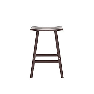 WO Home Furniture Patio Bar Stools Set of 2 PCS Outdoor Adirondack 29" in Saddle Stools for Porch, Backyard, BarBQ, Party, Events (Dark Brown)