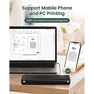 Phomemo M08F A4 Portable Thermal Printer, Supports 8.26"x11.69" A4 Thermal Paper, Wireless Mobile Travel Printers for Car & Office, Bluetooth Printer Compatible with Android and iOS Phone & Laptop